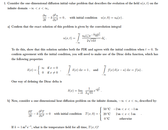 Solved 1. Consider the one-dimensional diffusion | Chegg.com