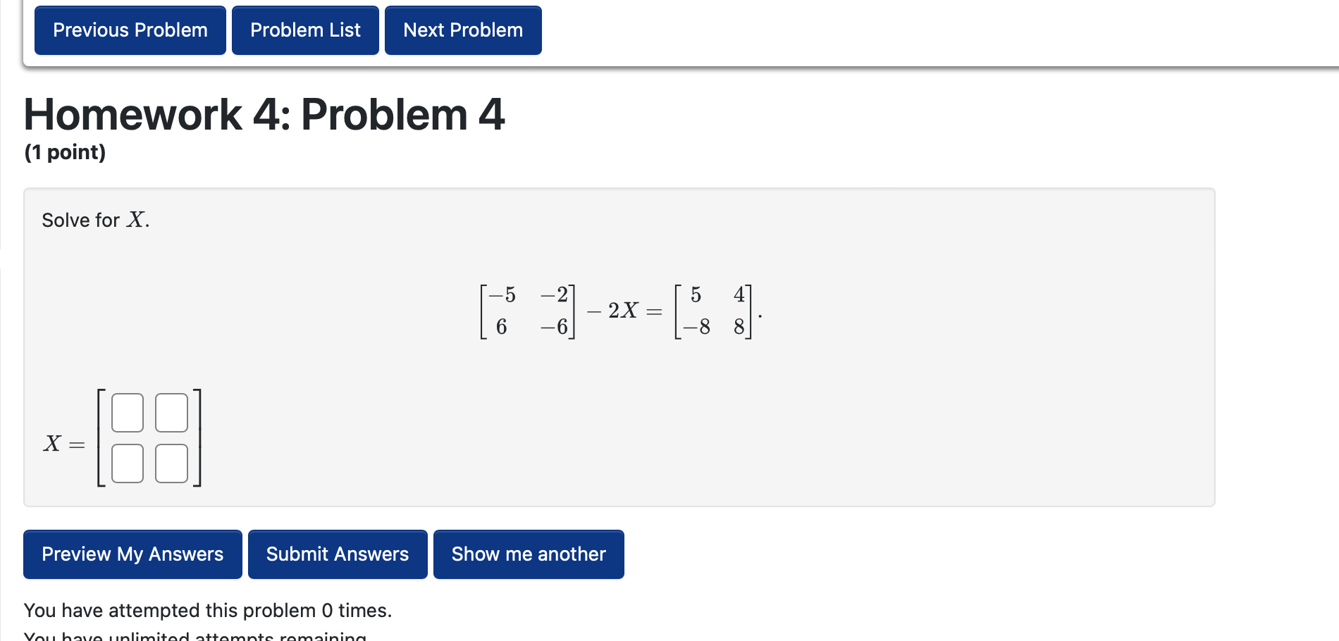 Solved Homework 4 Problem 4 1 Point Solve For X