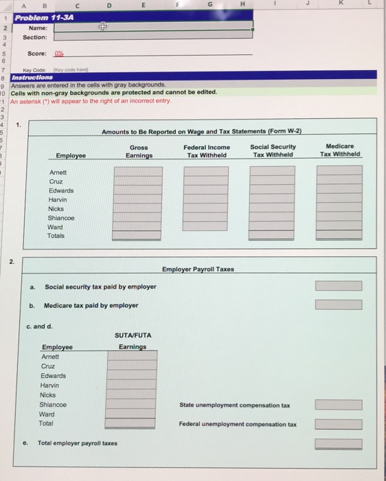 Solved 1-3A Wage and tax statement data on employer FICA tax | Chegg.com