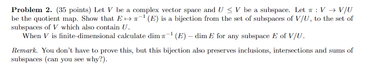 Solved Problem 2. (35 points) Let V be a complex vector | Chegg.com