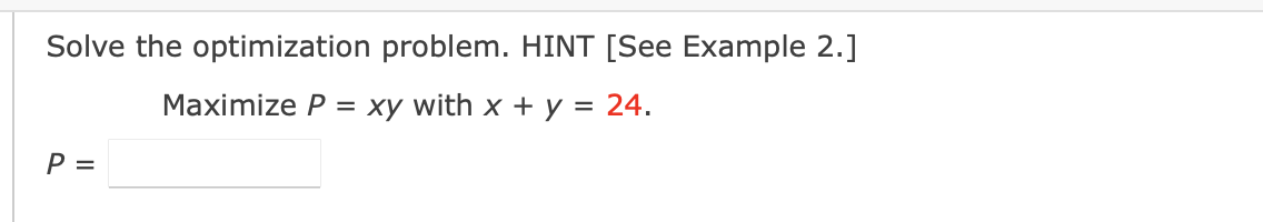 Solved Solve the optimization problem. HINT (See Example 2.] | Chegg.com