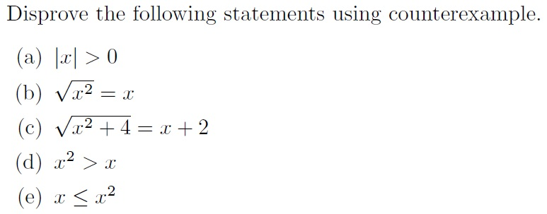 Solved Disprove the following statements using | Chegg.com