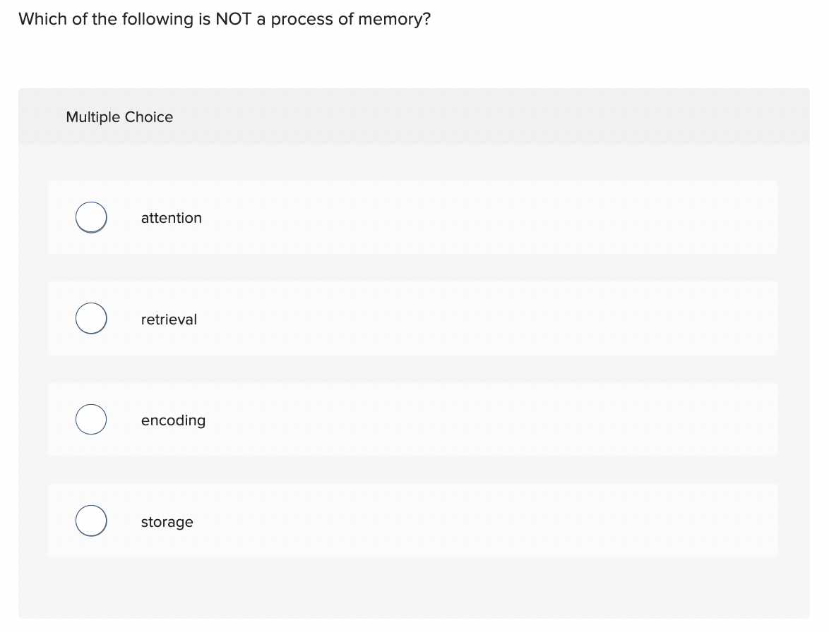 Solved Which of the following is NOT a process of memory? | Chegg.com