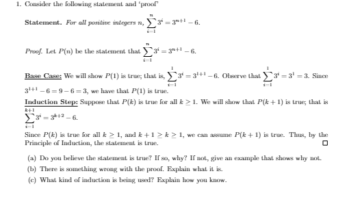 Solved Consider the lollowing statement and prool Statement. | Chegg.com
