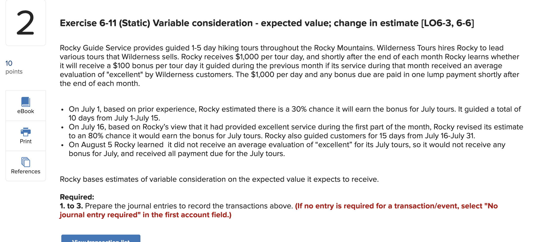 Solved 2. Exercise 6-11 (Static) Variable consideration - | Chegg.com