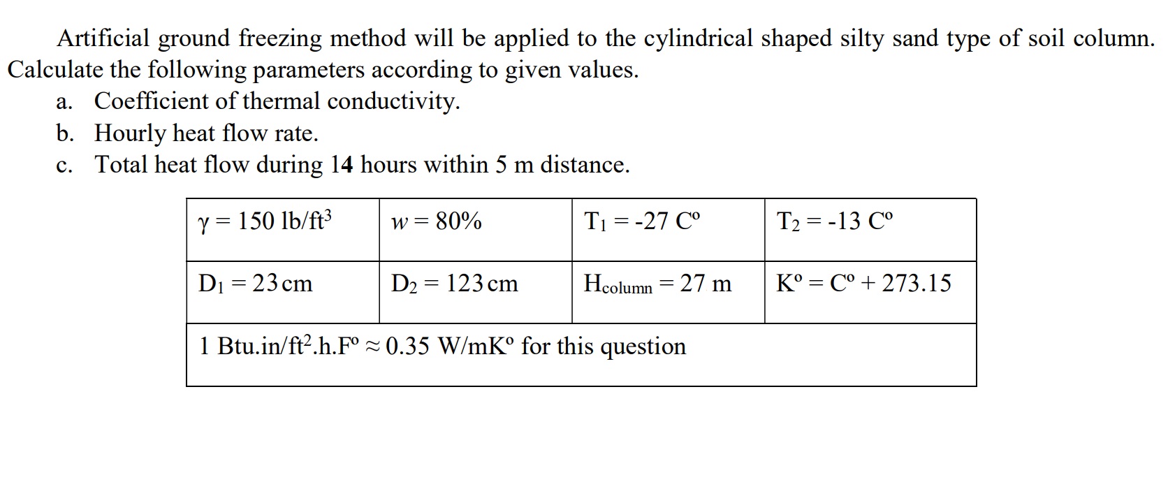 Solved Artificial ground freezing method will be applied to | Chegg.com