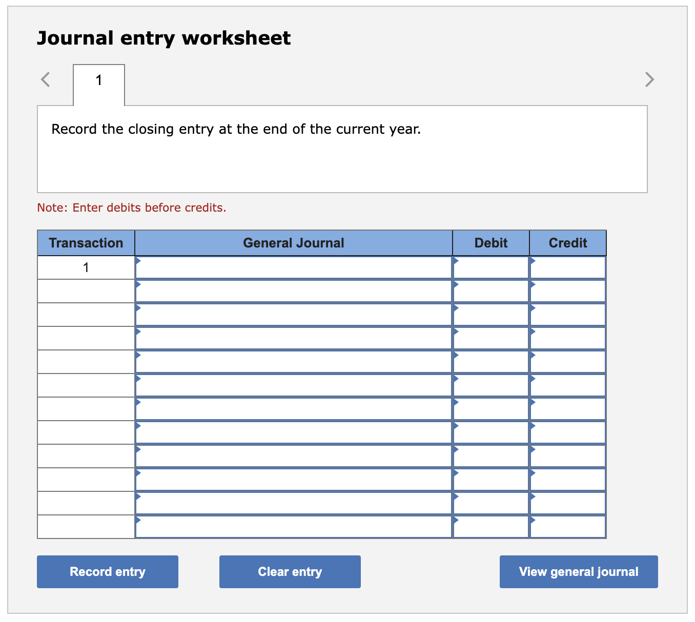 Solved Please help me complete: Recording closing | Chegg.com