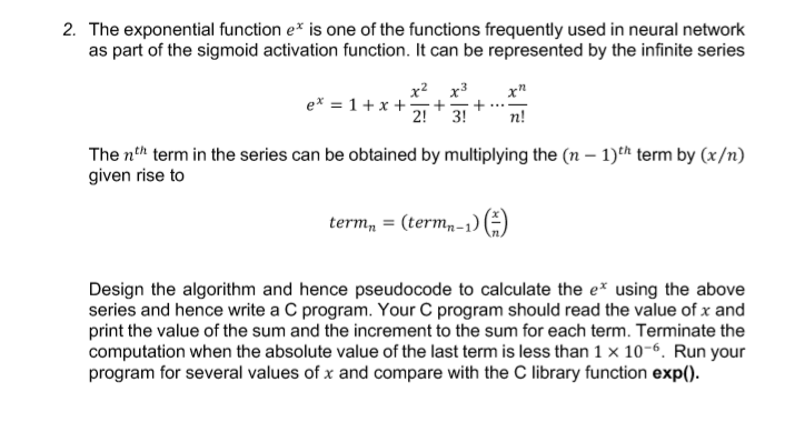 (Solved) : 2 Exponential Function E One Functions Frequently Used ...
