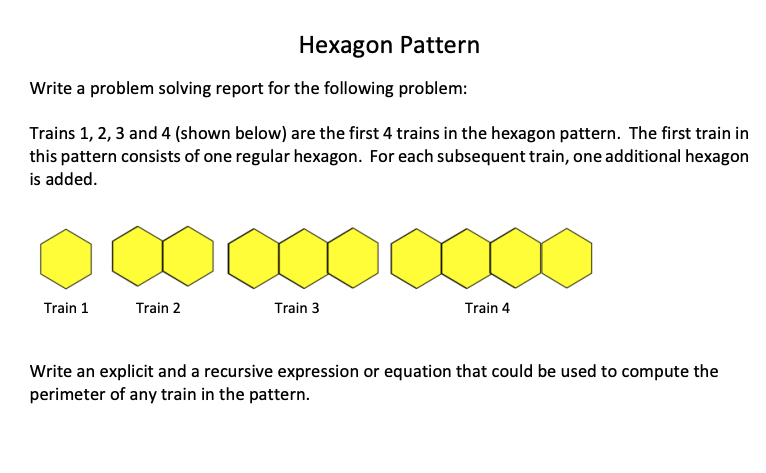 Solved Hexagon Pattern Write a problem solving report for | Chegg.com