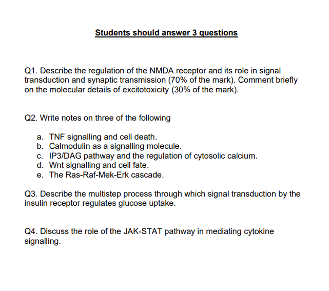 Solved Students should answer 3 questions Q1. Describe the | Chegg.com