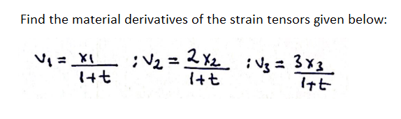 Solved Find the material derivatives of the strain tensors | Chegg.com