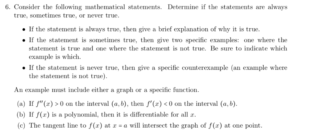 Solved 6. Consider the following mathematical statements. | Chegg.com