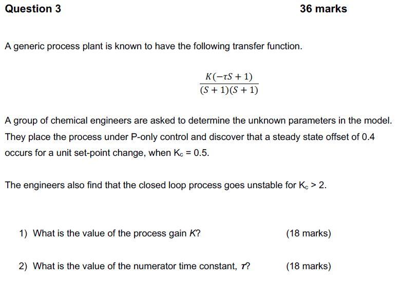 Solved Chemical Engineering Problem! (Process Control | Chegg.com