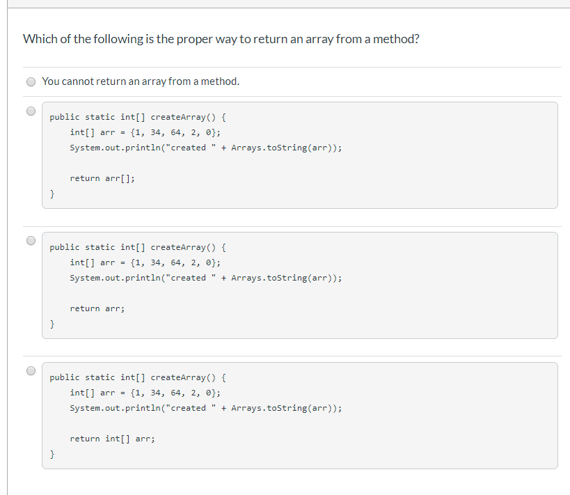Solved Which of the following is the proper way to return an | Chegg.com