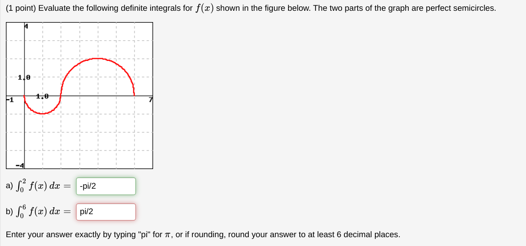 Solved (1 ﻿point) ﻿Evaluate the following definite integrals | Chegg.com