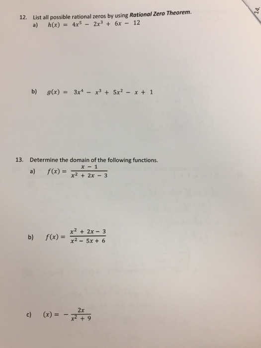 Solved List All Possible Rational Zeros By Using Rational