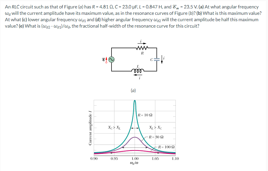 Solved An RLC circuit such as that of Figure (a) ﻿has | Chegg.com