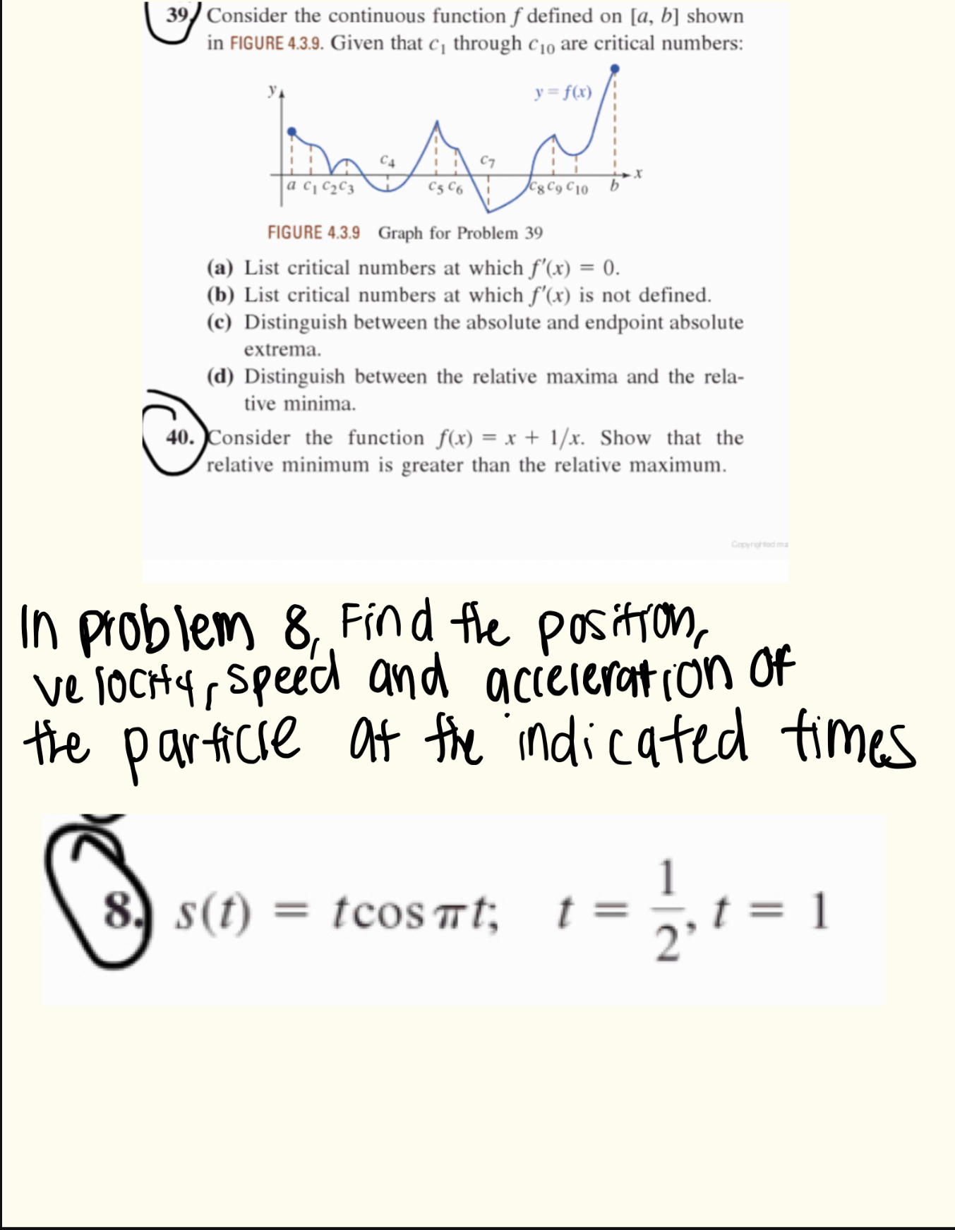 Solved In problem 8, Find the position, ve locity, speed and | Chegg.com