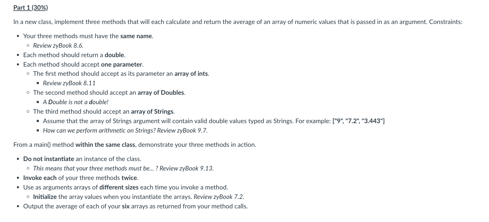 Solved In a new class, implement three methods that will | Chegg.com