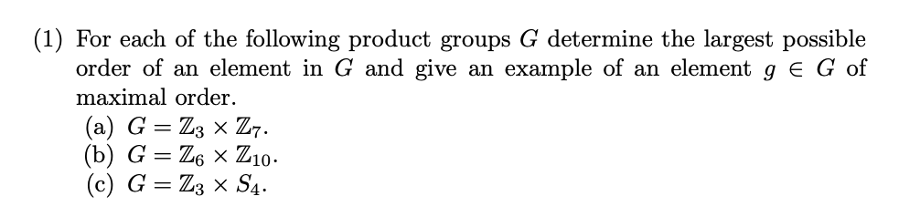 Solved (1) For each of the following product groups G | Chegg.com