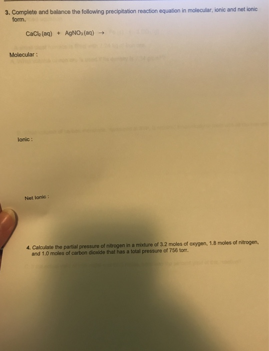 Solved 3. Complete and balance the following precipitation | Chegg.com