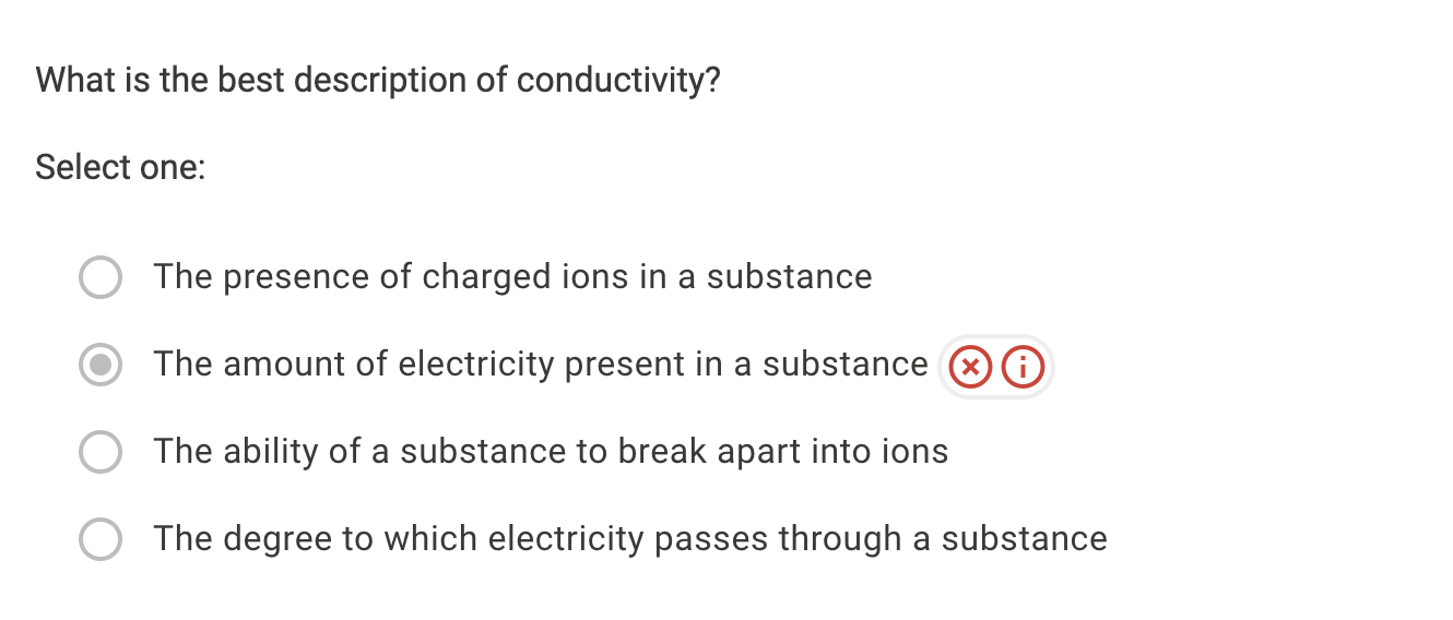 Solved What is the best description of conductivity? Select | Chegg.com