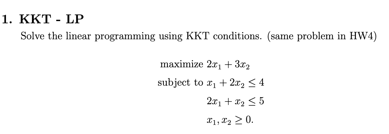 Solved Kkt Lpsolve The Linear Programming Using Kkt 2982