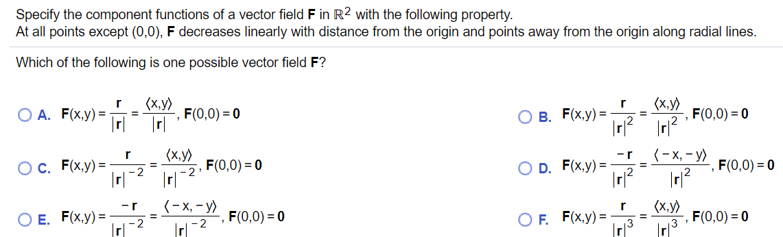 Specify the component functions of a vector field F | Chegg.com