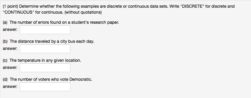 Solved (1 point) Determine whether the following examples | Chegg.com