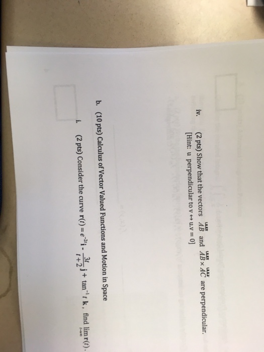 Solved 1. (20 points) Vectors and vector valued functions a. | Chegg.com