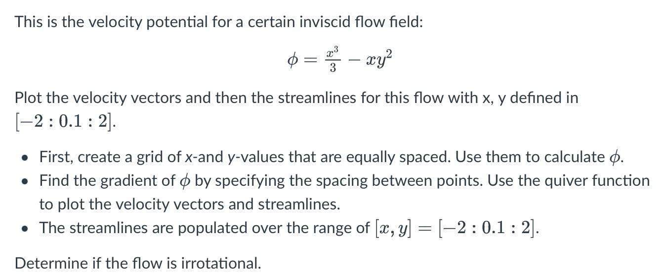 Solved This is the velocity potential for a certain inviscid | Chegg.com