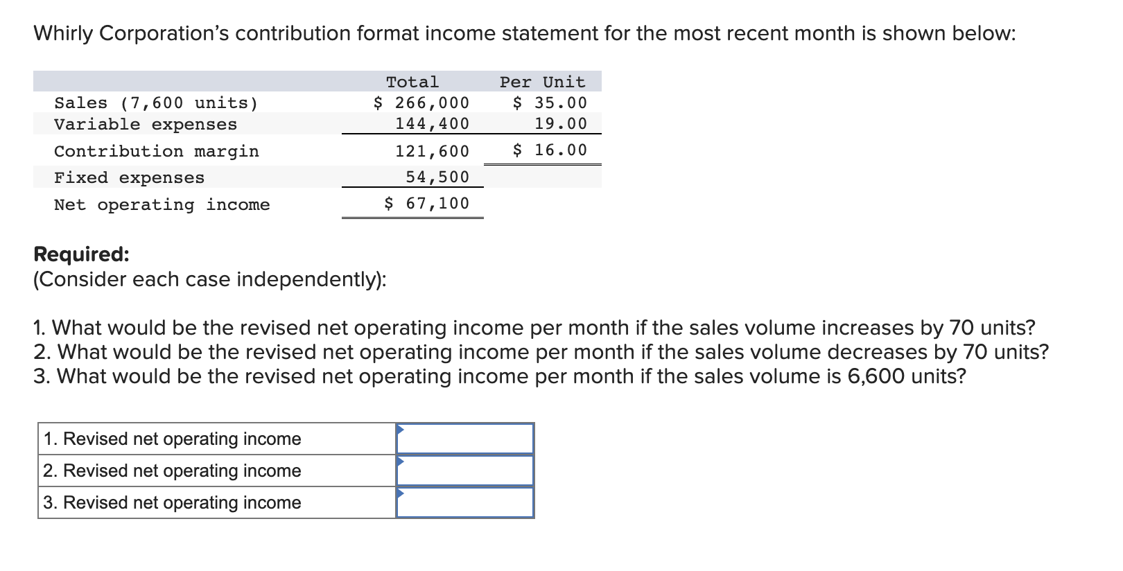 Solved Exercise 6-5 (Algo) Changes in Variable Costs, Fixed | Chegg.com