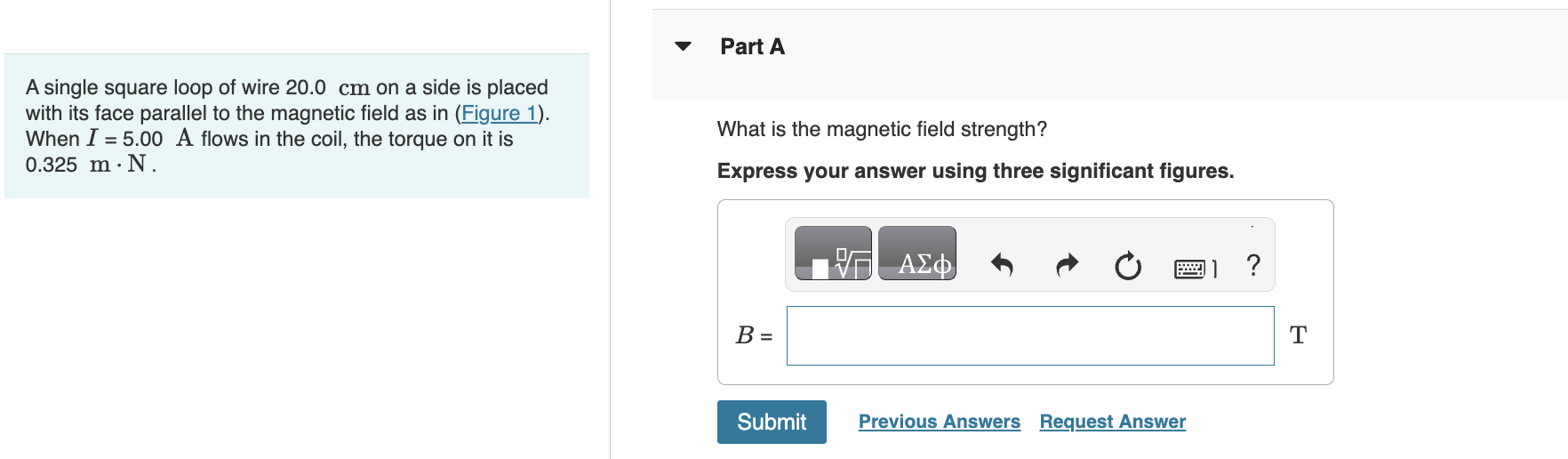 A single square loop of wire 20.0 cm on a side is | Chegg.com