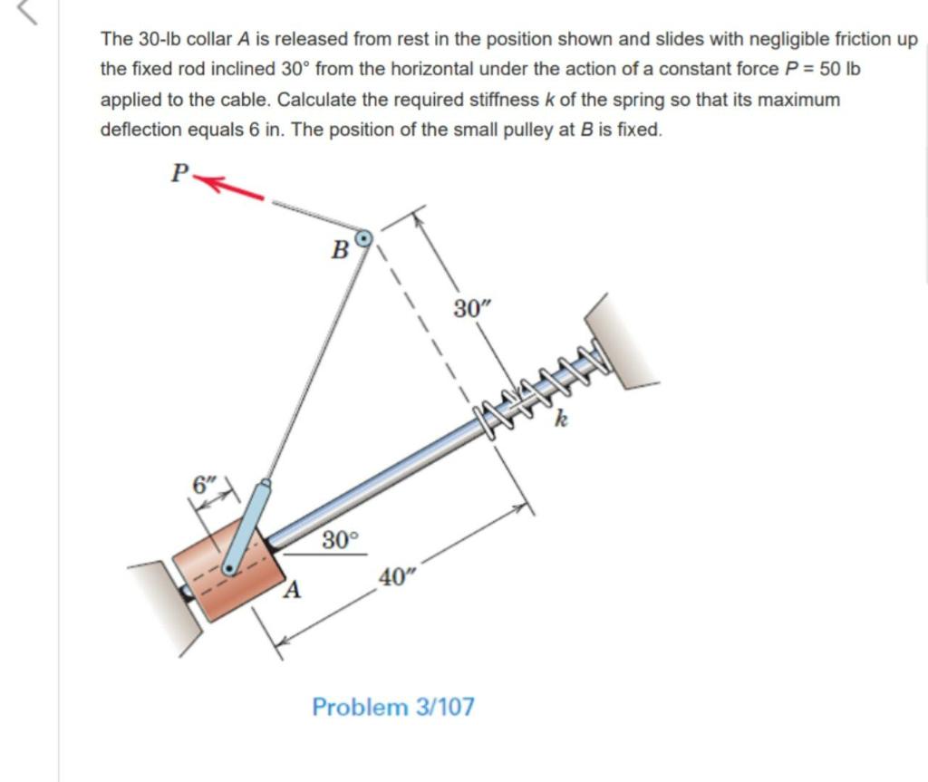 Solved The 30-lb collar A is released from rest in the | Chegg.com