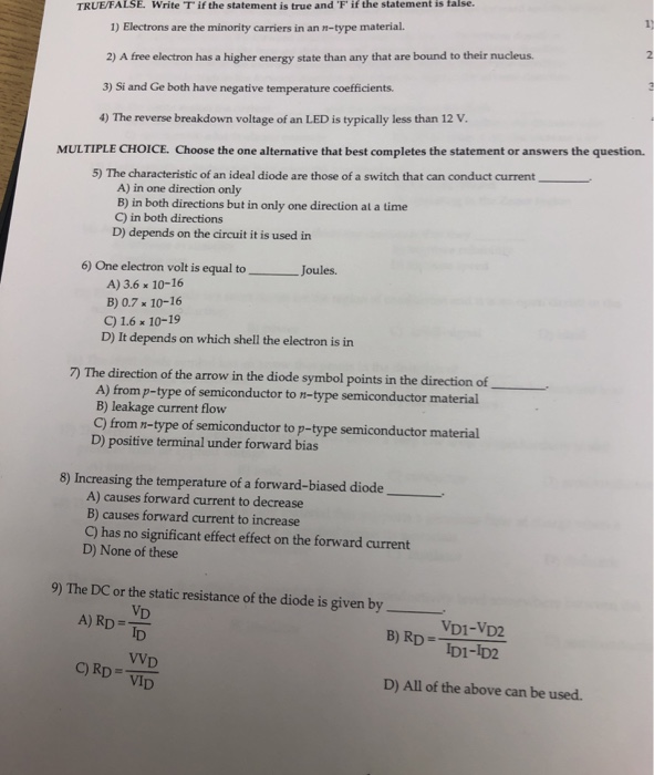 Solved TRUE/FALSE. Write T if the statement is true and 'F | Chegg.com