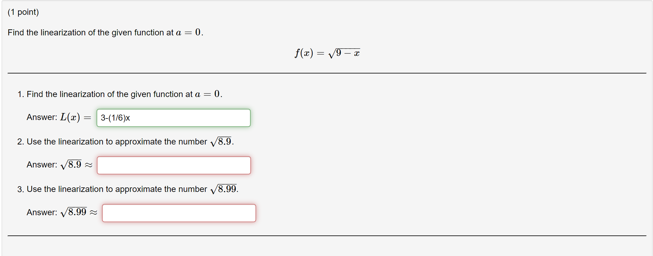 Solved 1 Use The Linearization To Approximate The Number