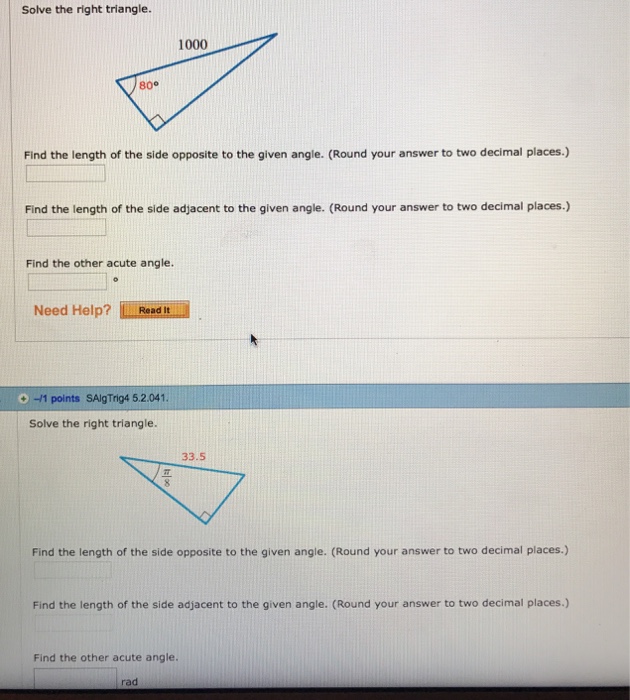Solved Solve The Right Triangle Find The Length Of The Side Chegg