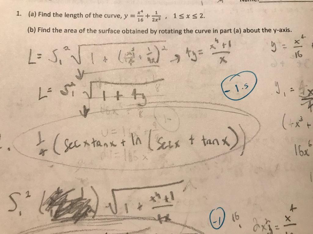 Solved 1. (a) Find the length of the curve, | Chegg.com