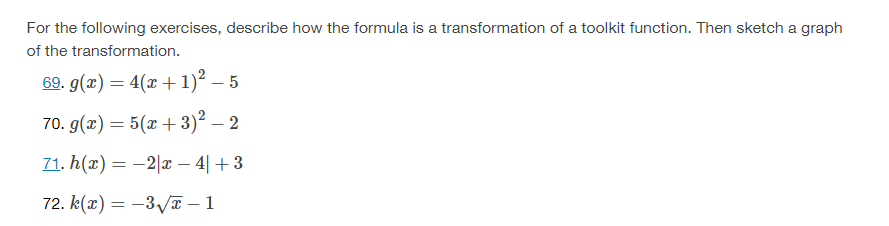 Solved For the following exercises, describe how the formula | Chegg.com