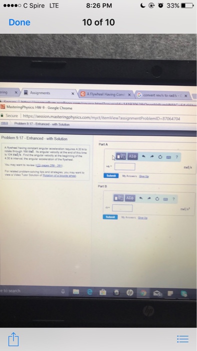 Solved C Spire LT 8:26 PM Done 10 of 10 w9-Google Chrome | Chegg.com