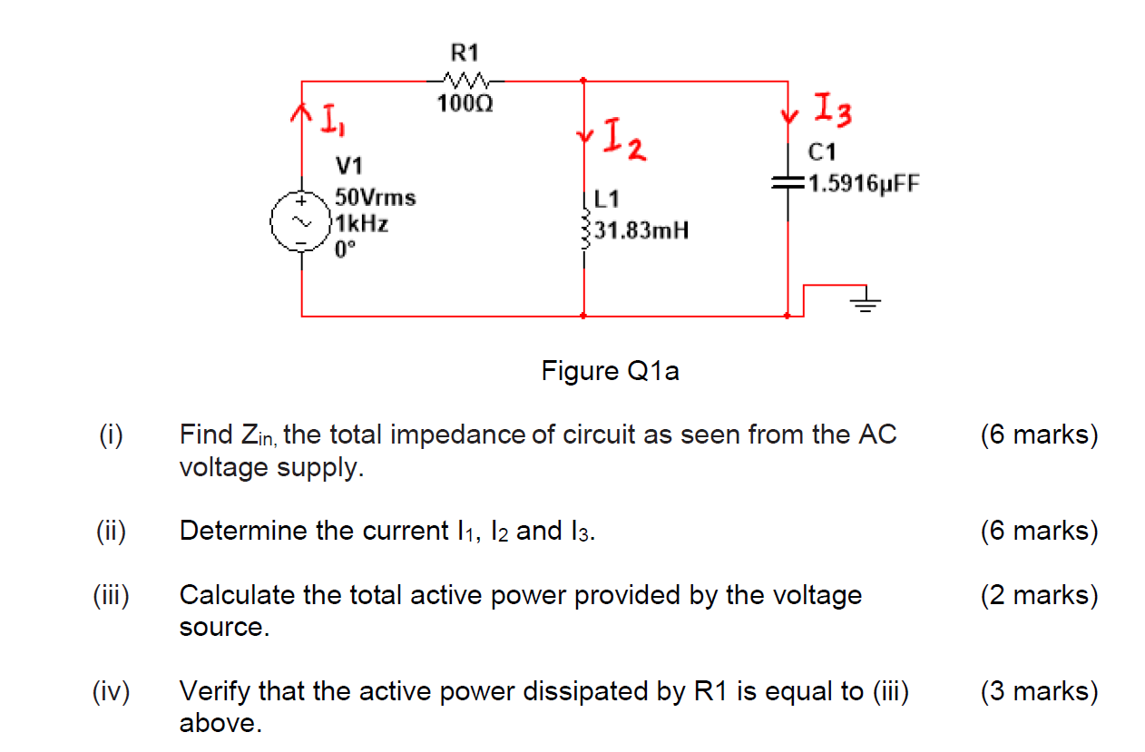 Solved Figure Q1a (i) Find Zin, the total impedance of | Chegg.com