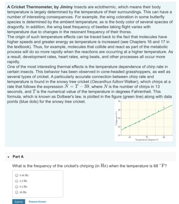 Solved A Cricket Thermometer, by Jiminy Insects are | Chegg.com