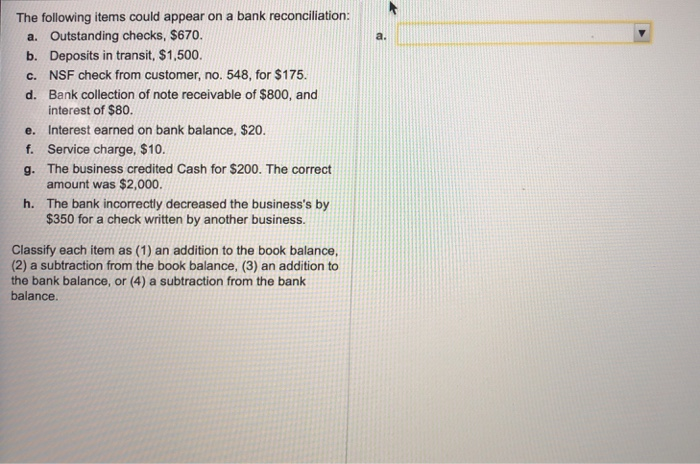 Solved The following items could appear on a bank | Chegg.com