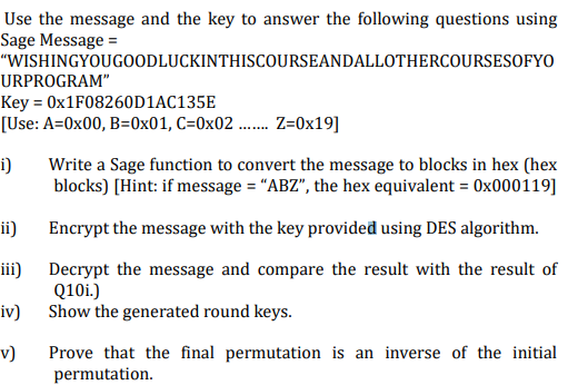 Solved Use the message and the key to answer the following | Chegg.com