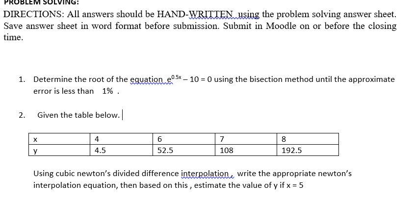 Solved PROBLEM DIRECTIONS: All answers should be | Chegg.com