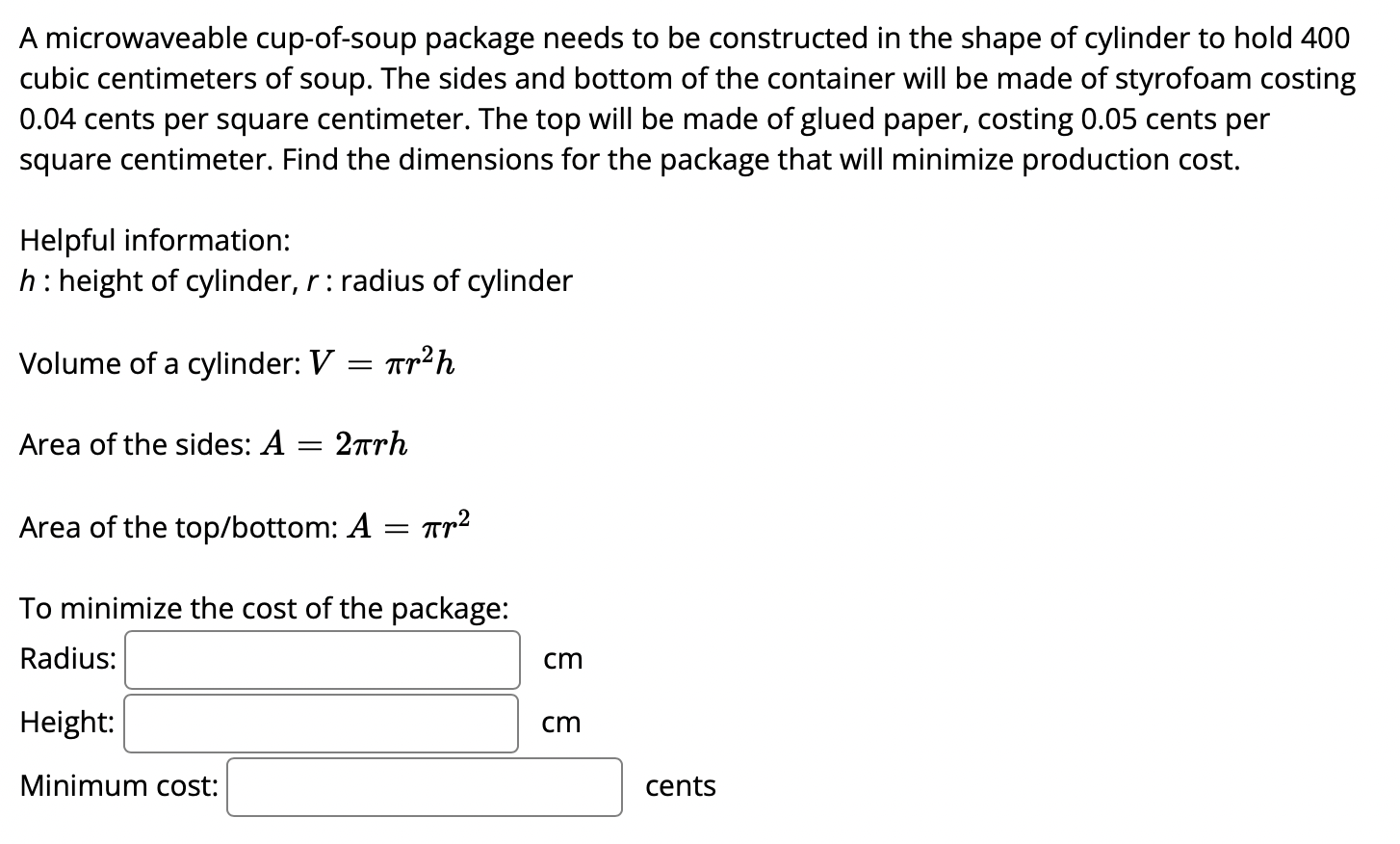 Solved A microwaveable cup-of-soup package needs to be | Chegg.com