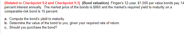 Solved (Related to Checkpoint 9.2 and Checkpoint 9.3 ) (Bond | Chegg.com