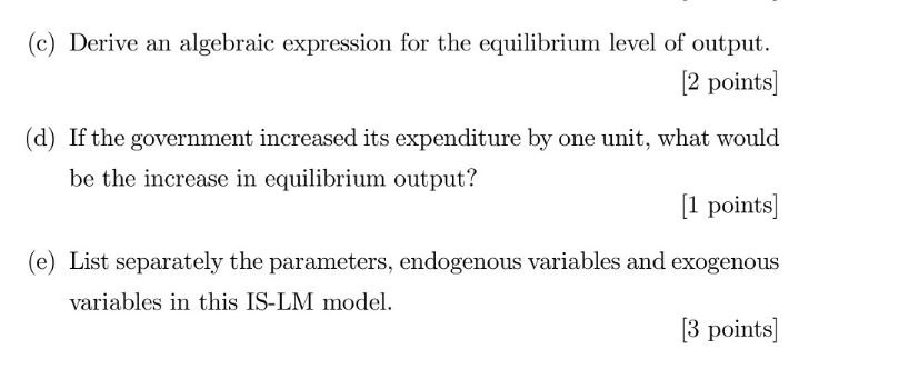 Solved (c) Derive an algebraic expression for the | Chegg.com