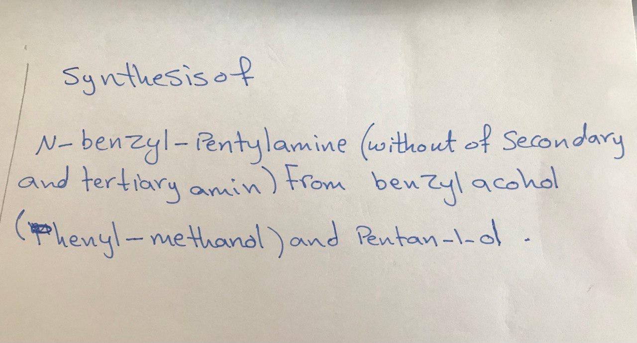 Synthesis of N-benzyl-Pentylamine (without of | Chegg.com