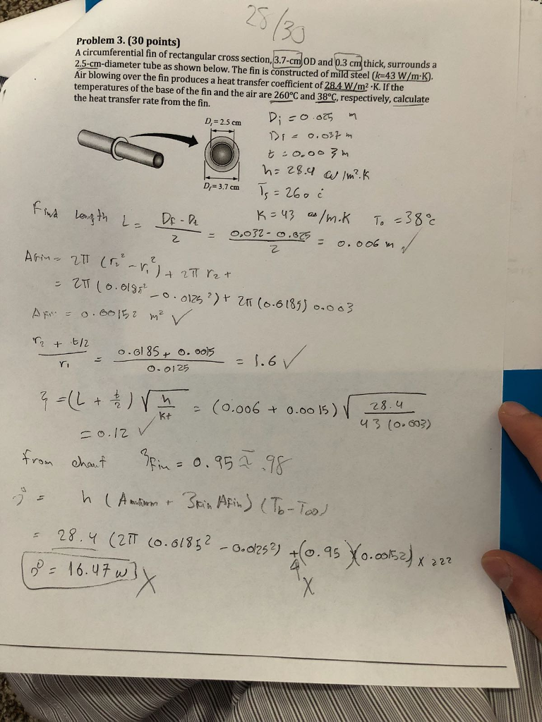 Solved 29 Problem 3. (30 points) A circumferential fin of | Chegg.com